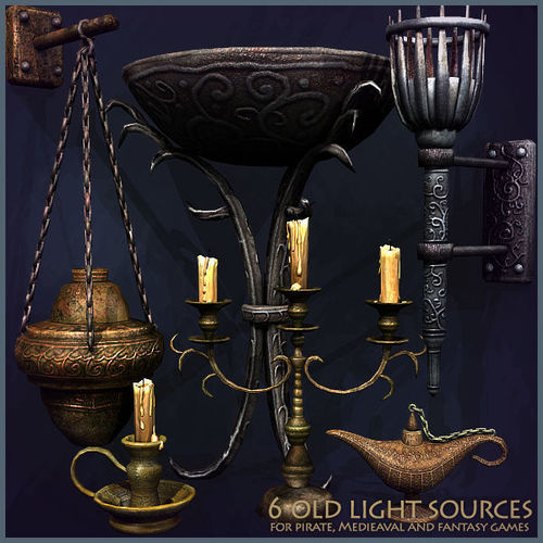 3D model 6 Old Light Sources VR / AR / low-poly | CGTrader