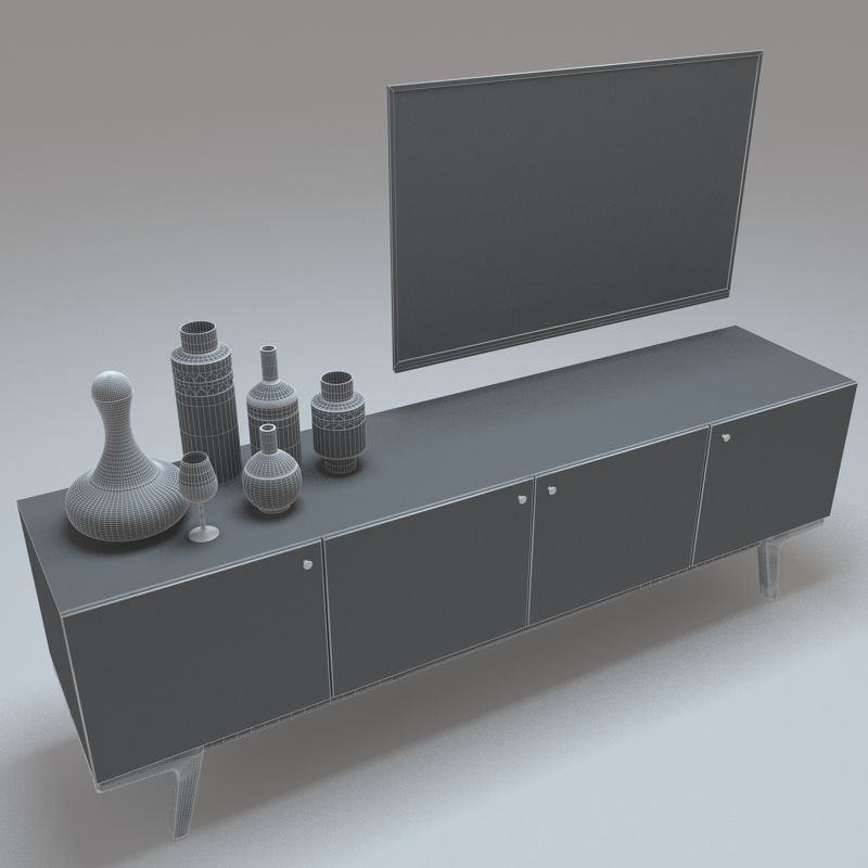 West Elm modern media console 3D model | CGTrader
