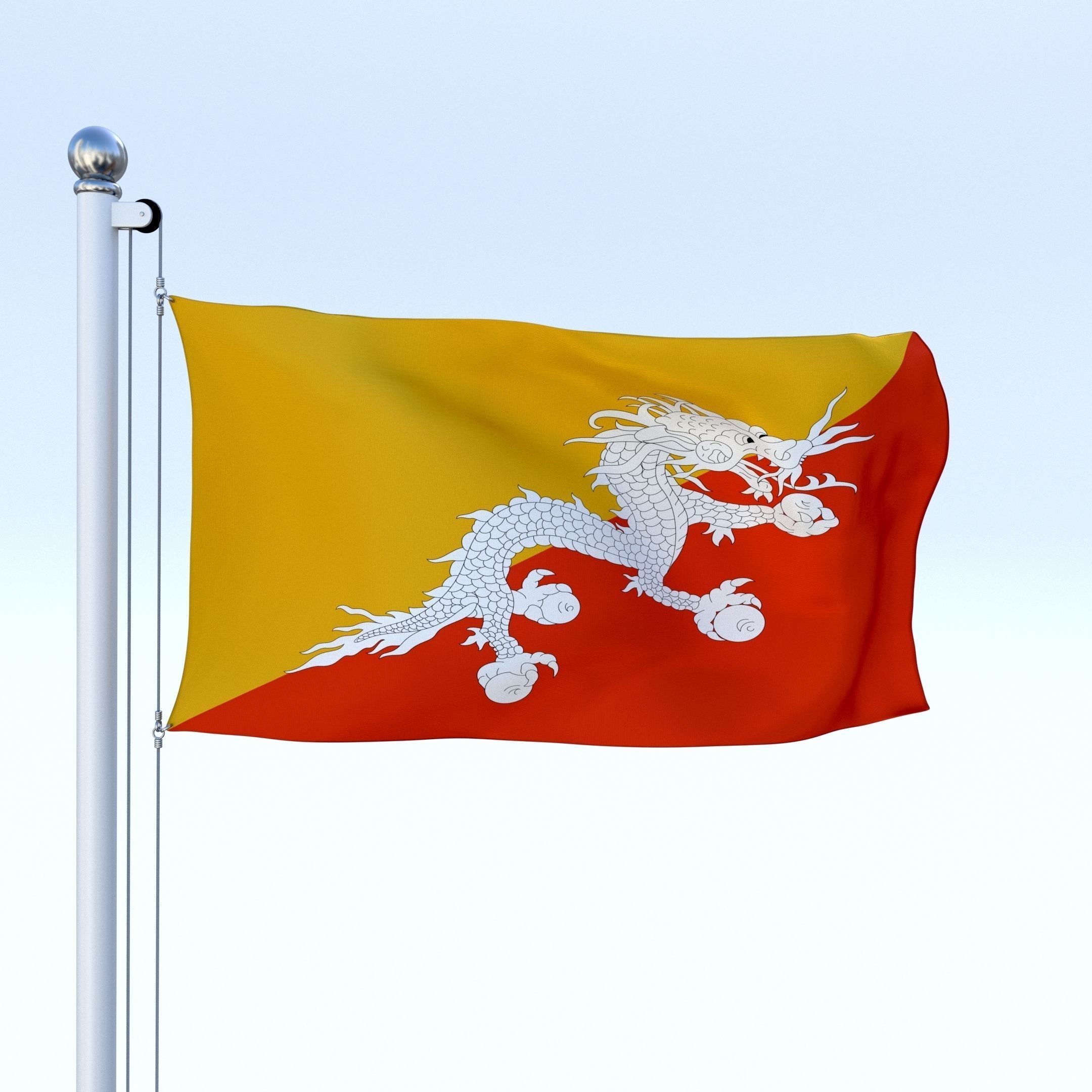 3D model Animated Kingdom of Bhutan Flag VR / AR / low-poly animated ...