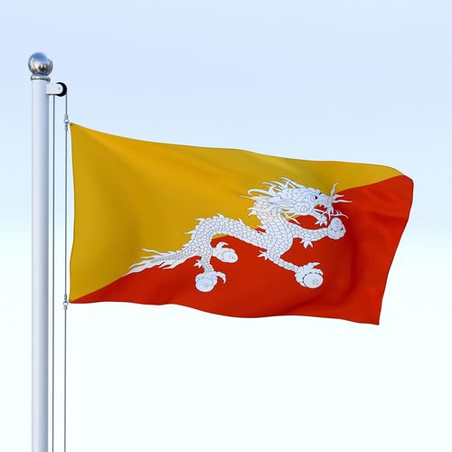 3D model Animated Kingdom of Bhutan Flag VR / AR / low-poly animated ...