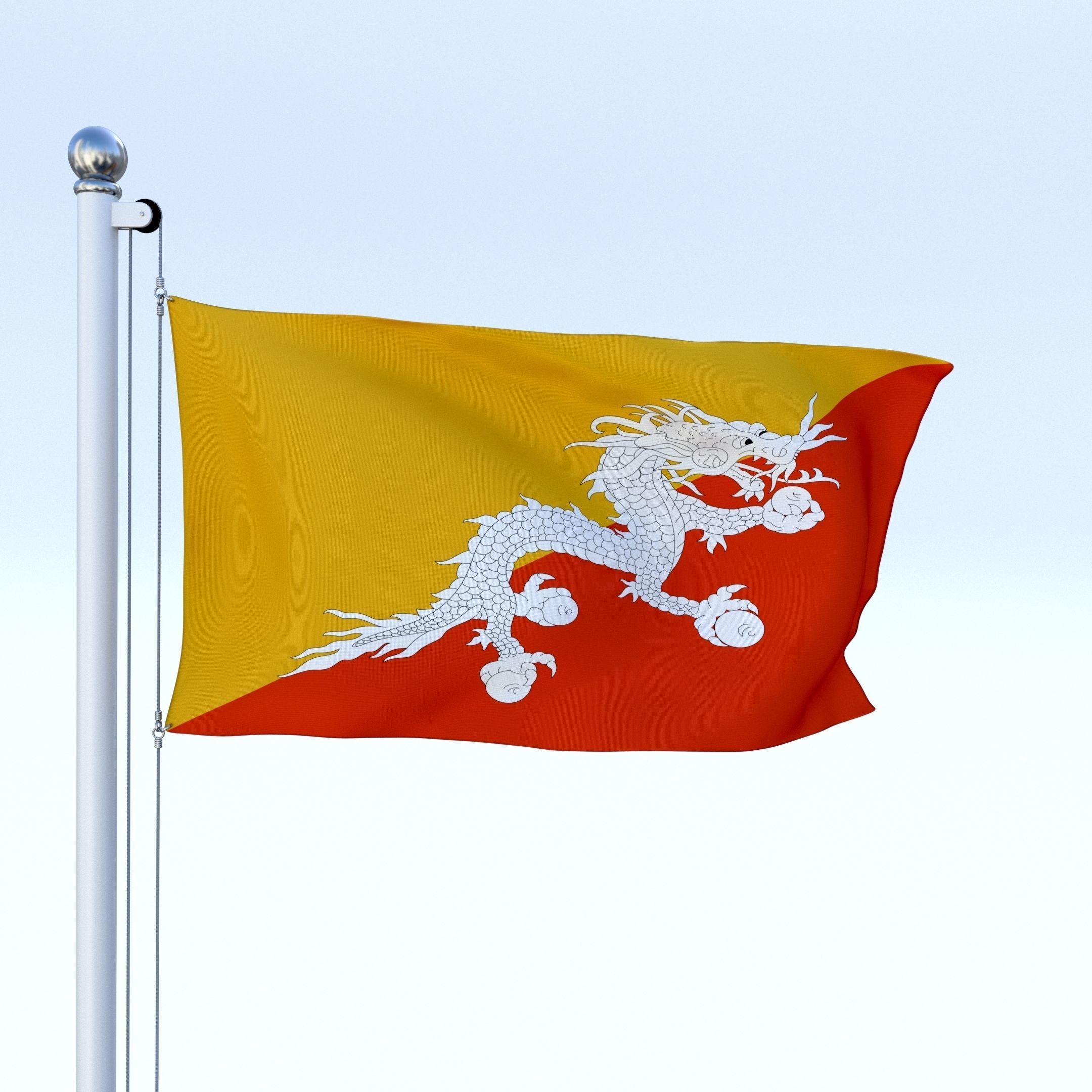3D model Animated Kingdom of Bhutan Flag VR / AR / low-poly animated ...