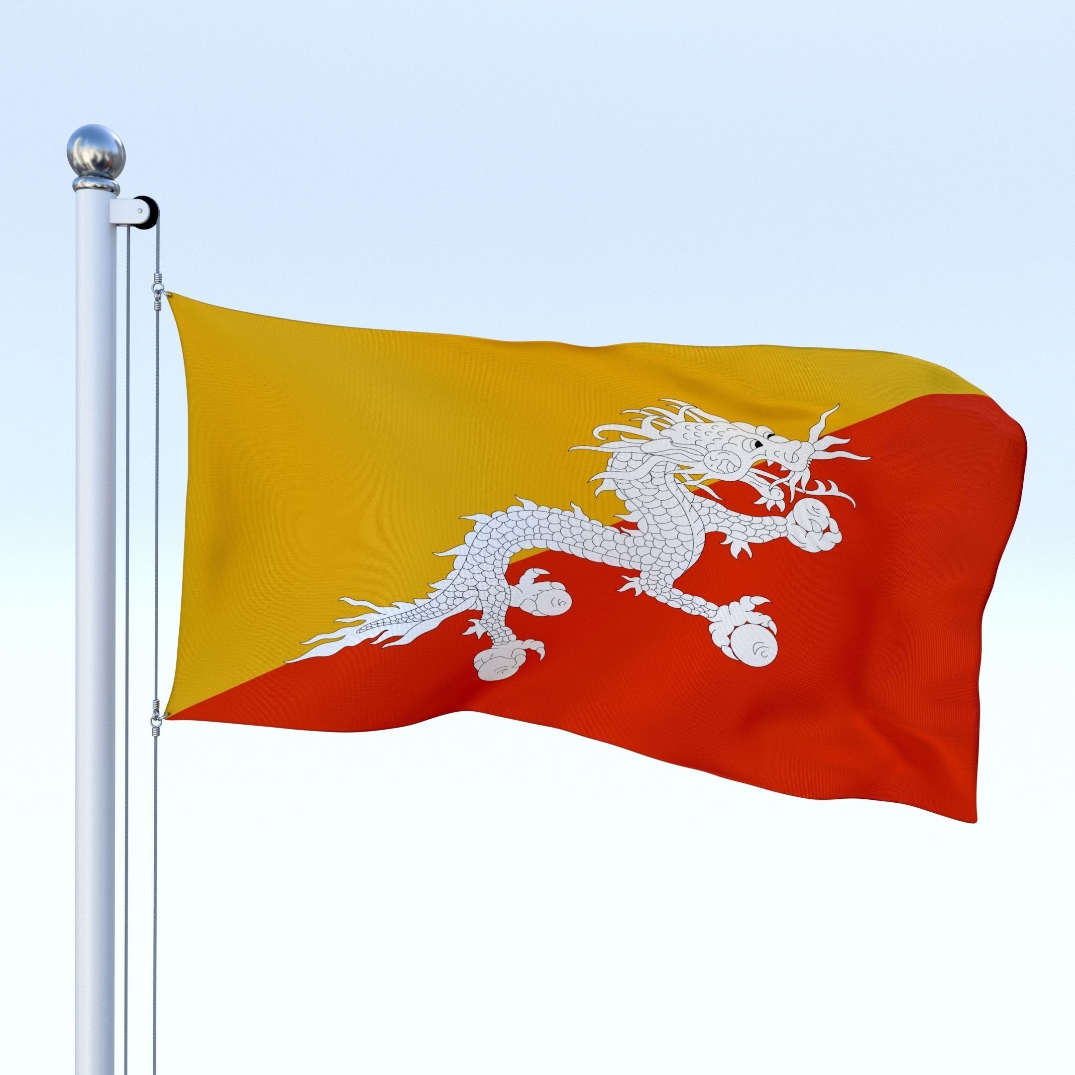 3D model Animated Kingdom of Bhutan Flag VR / AR / low-poly animated ...