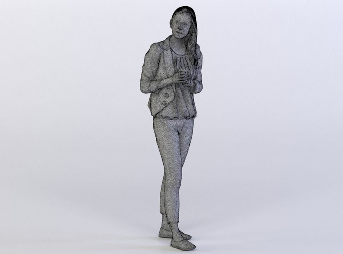 Kati 0187 Woman holding a cup, looking up 3D Model MAX OBJ C4D MAT ...