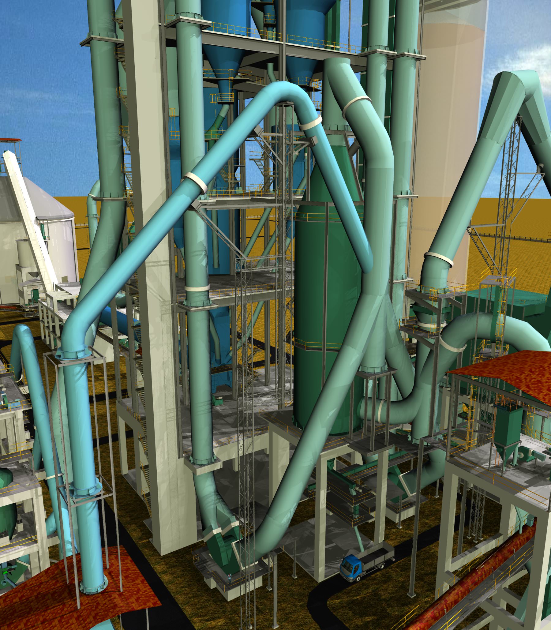Cyclone Preheater Cement Plant free 3D model | CGTrader