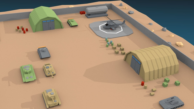 3D model Low Poly Military Base Pack VR / AR / low-poly FBX BLEND UNITYPACKAGE | CGTrader.com