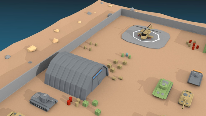 3D model Low Poly Military Base Pack VR / AR / low-poly FBX BLEND UNITYPACKAGE | CGTrader.com