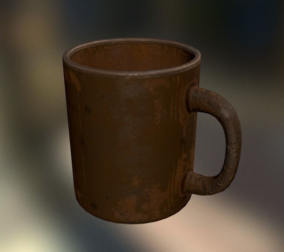 Coffee Cup Rusty Version - Gameready - PBR 3D model