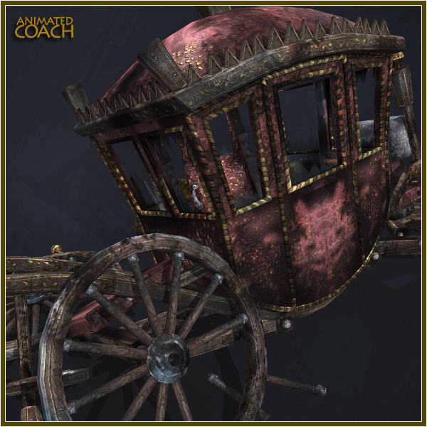 3D model Animated Medieval Coach VR / AR / low-poly rigged animated ...