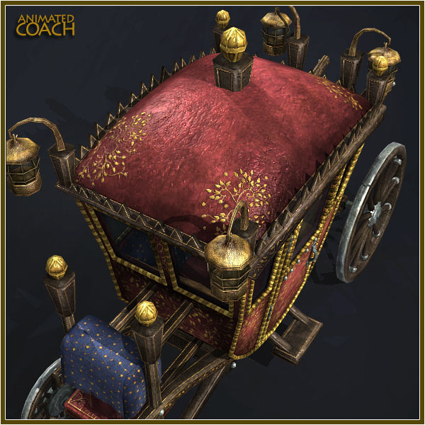 3D model Animated Medieval Coach VR / AR / low-poly rigged animated ...