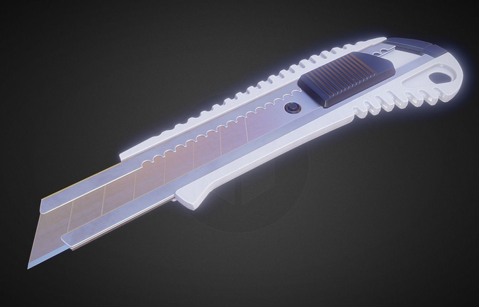 3D model Box Cutter Lowpoly White Plastic - Gameready - PBR Textures VR ...
