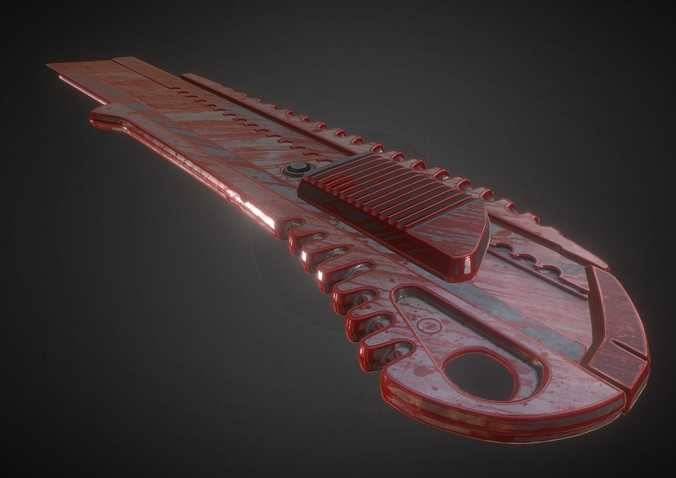 3D model Box Cutter Lowpoly Bloody Version - Gameready - PBR Textures ...