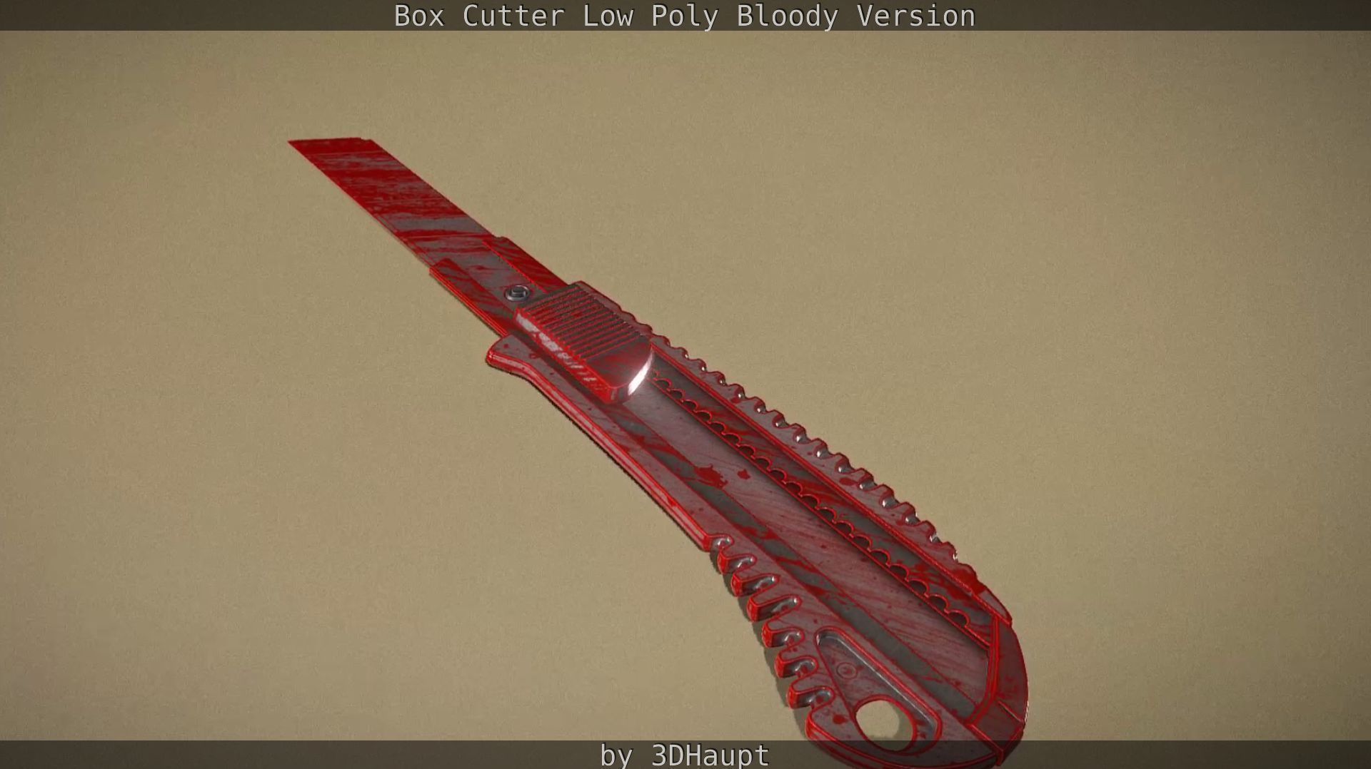 3D model Box Cutter Lowpoly Bloody Version - Gameready - PBR Textures ...