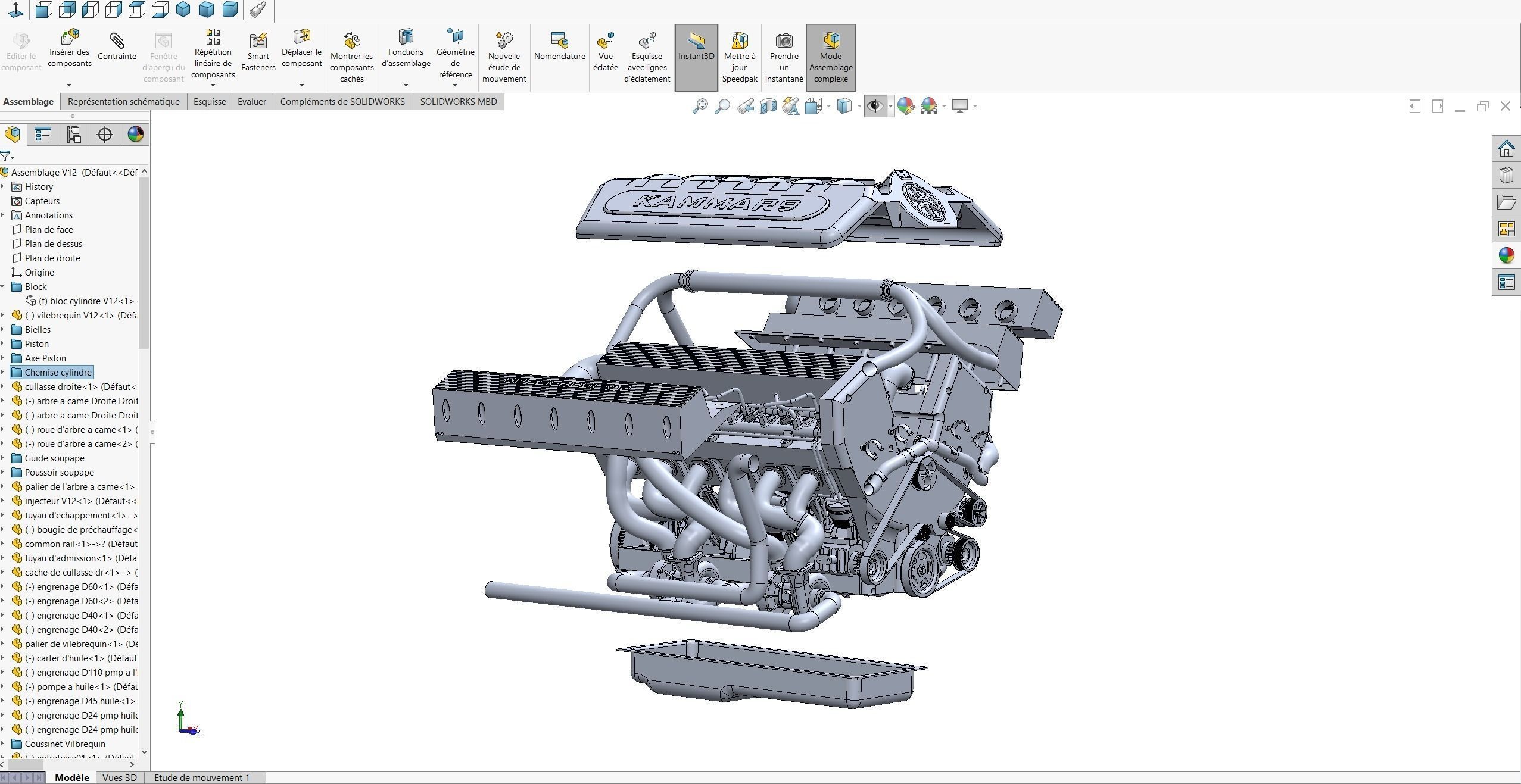 V12 Engine Model with native file Solidworks 3D model | CGTrader