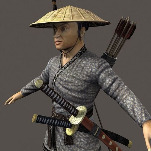 3D model Samurai Hero Playable Character VR / AR / low-poly rigged ...