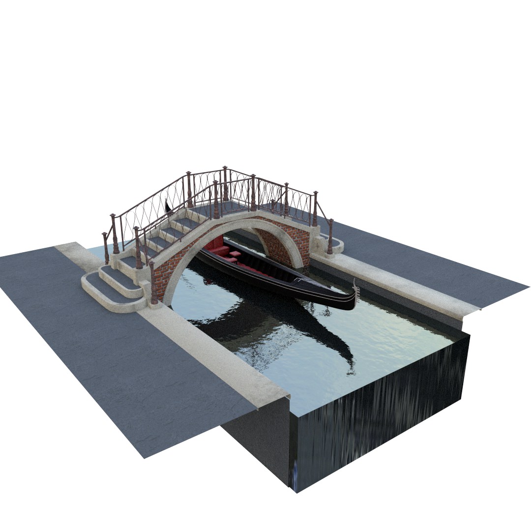 venetian bridge with gondola 3D model | CGTrader