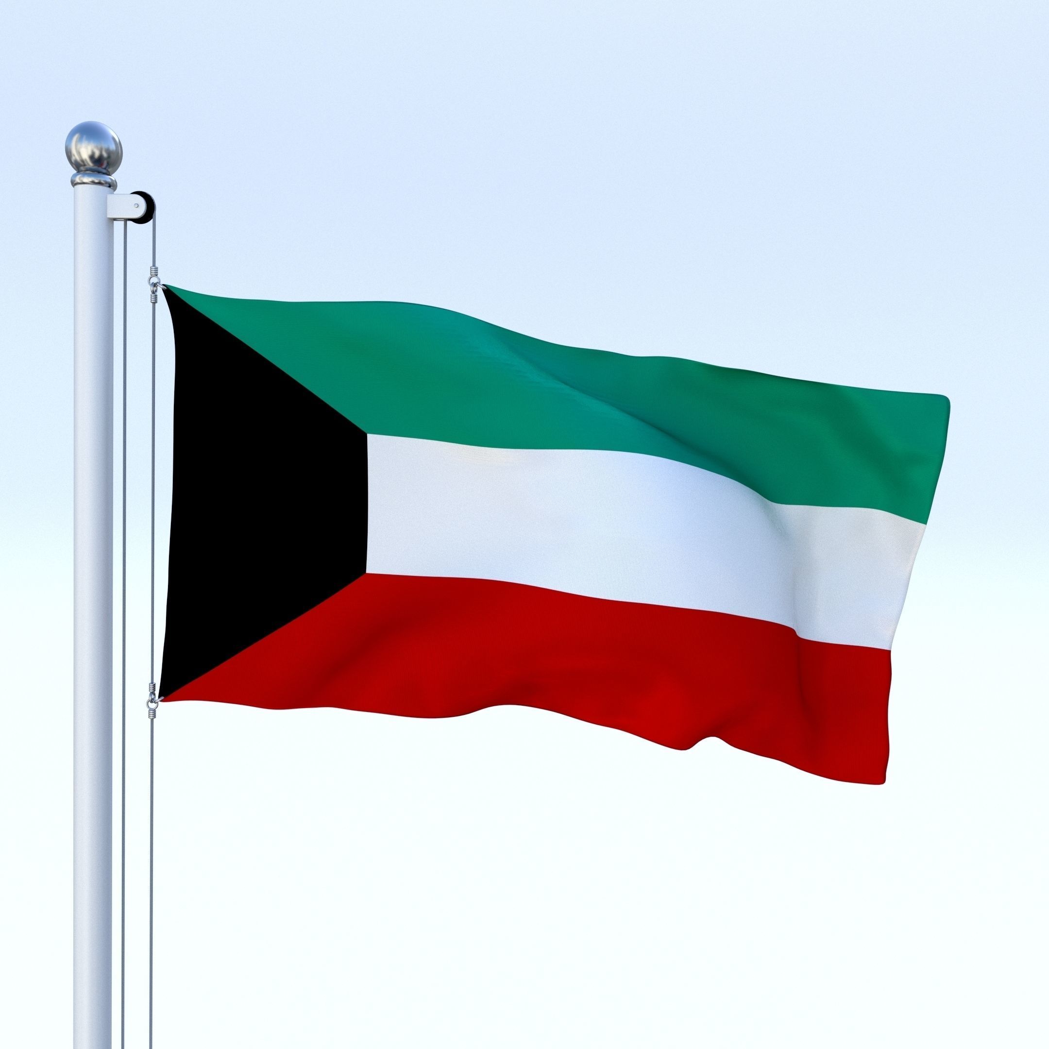 3D model Animated Kuwait Flag VR / AR / low-poly animated | CGTrader