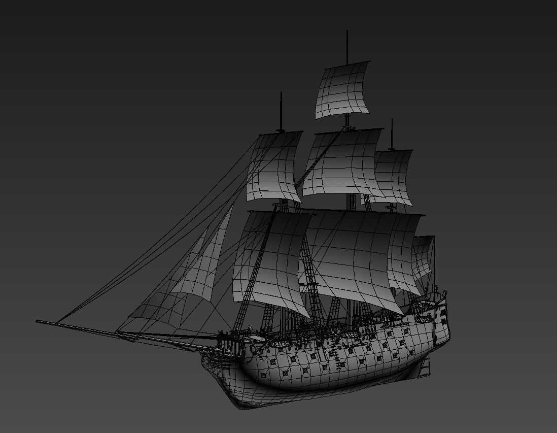 3D model Frigate sailing ship VR / AR / low-poly | CGTrader