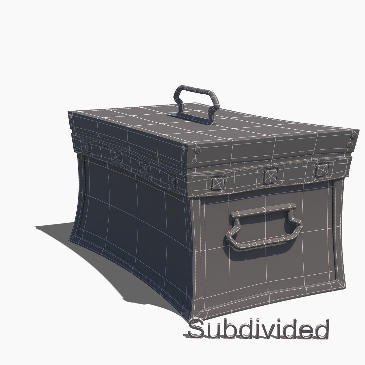 3D model HQ lowpoly chest cartoonish stylized wooden draped VR / AR ...