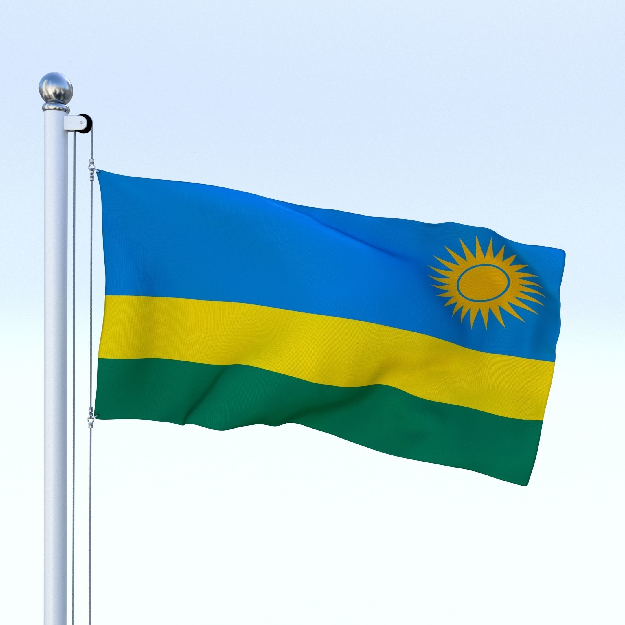 3D model Animated Rwanda Flag VR / AR / low-poly animated | CGTrader