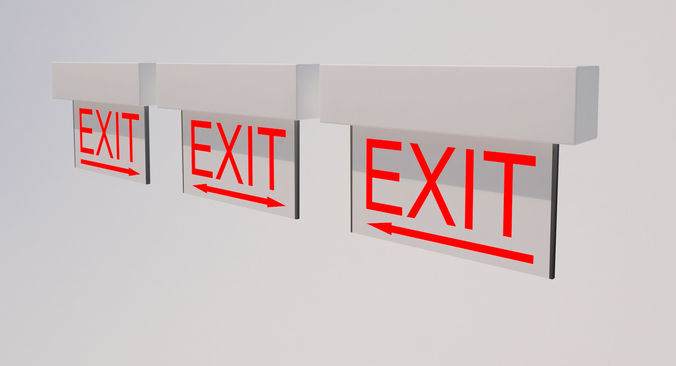Exit Signs-001 3D Model MAX OBJ 3DS FBX DWG MTL | CGTrader.com