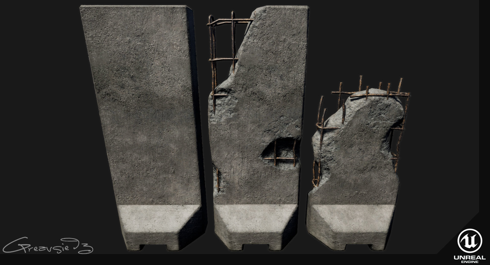 3D model Low Poly PBR Concrete Blast Wall VR / AR / low-poly | CGTrader