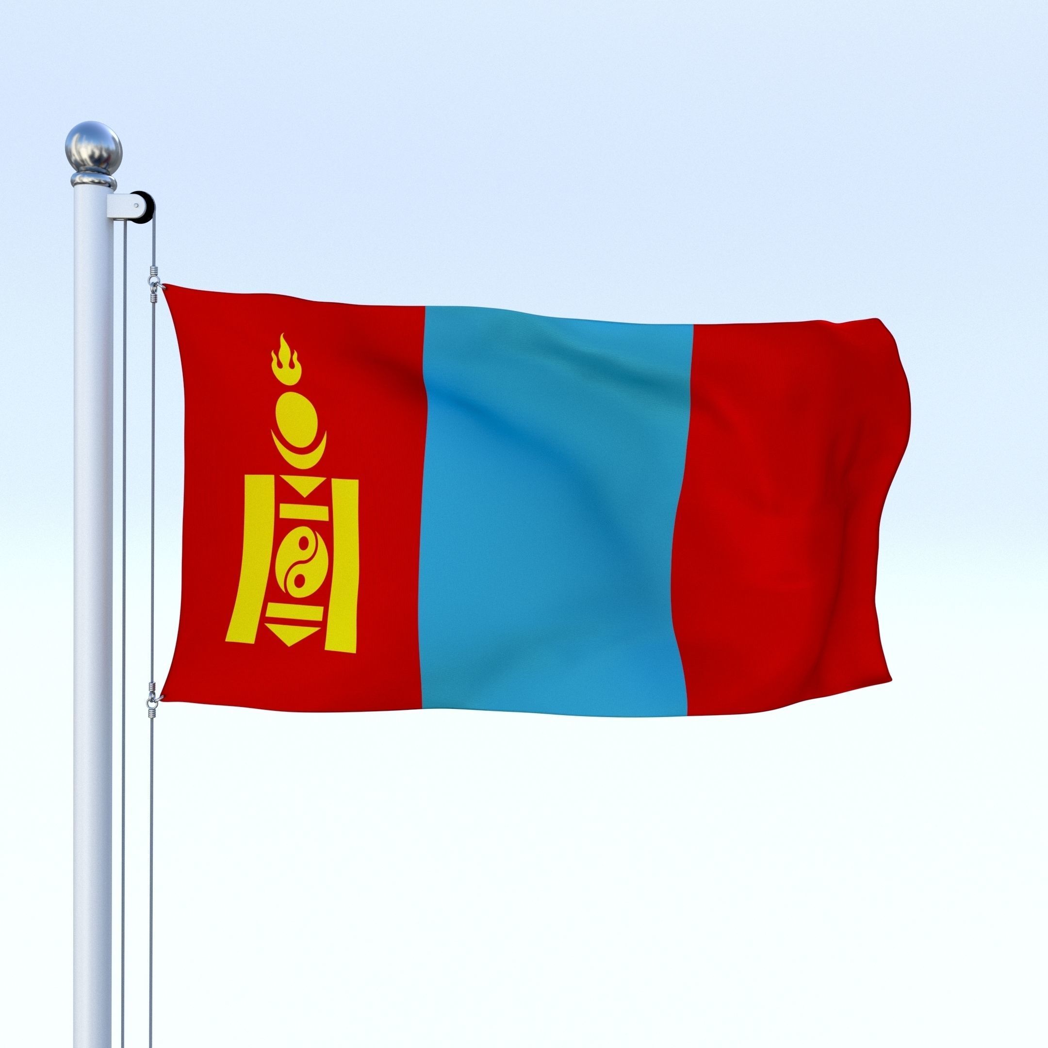 3D model Animated Mongolia Flag VR / AR / low-poly animated | CGTrader