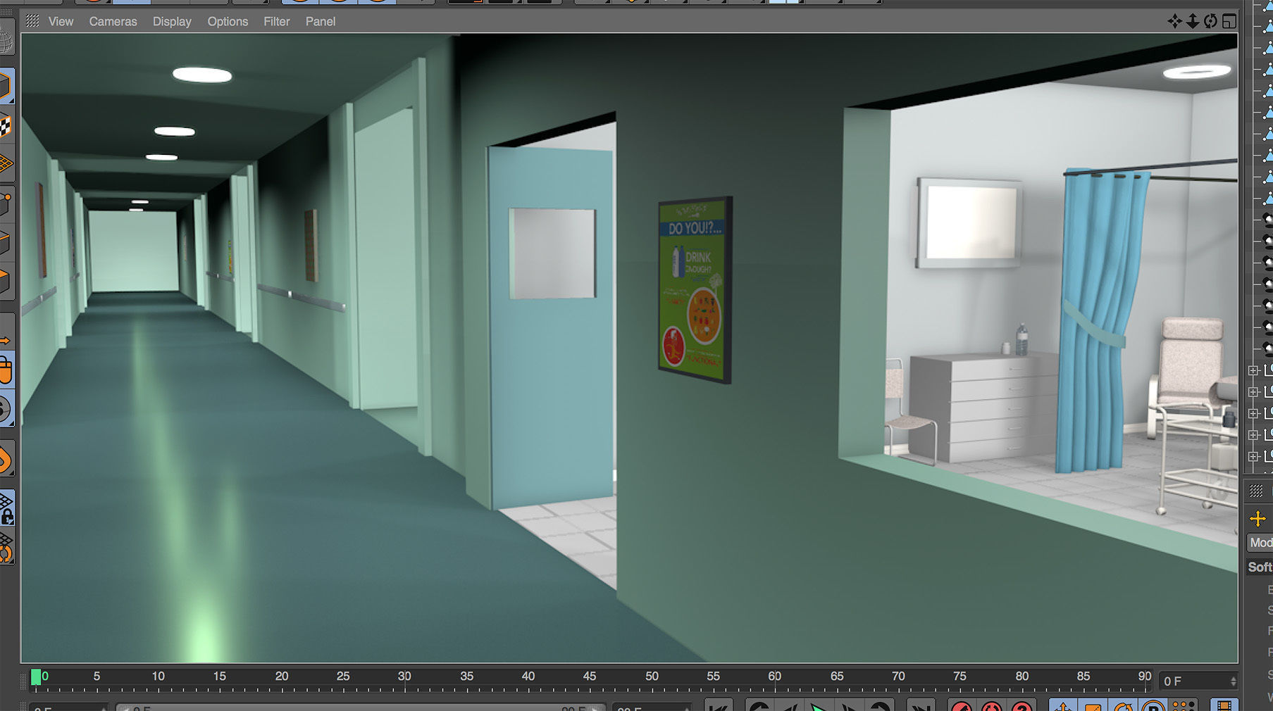 Hospital ward scene and corridor 3D model | CGTrader