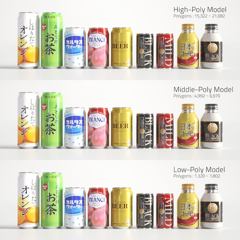 3D model Drink Can - 500ml 350ml 185ml Bottle VR / AR / low-poly | CGTrader