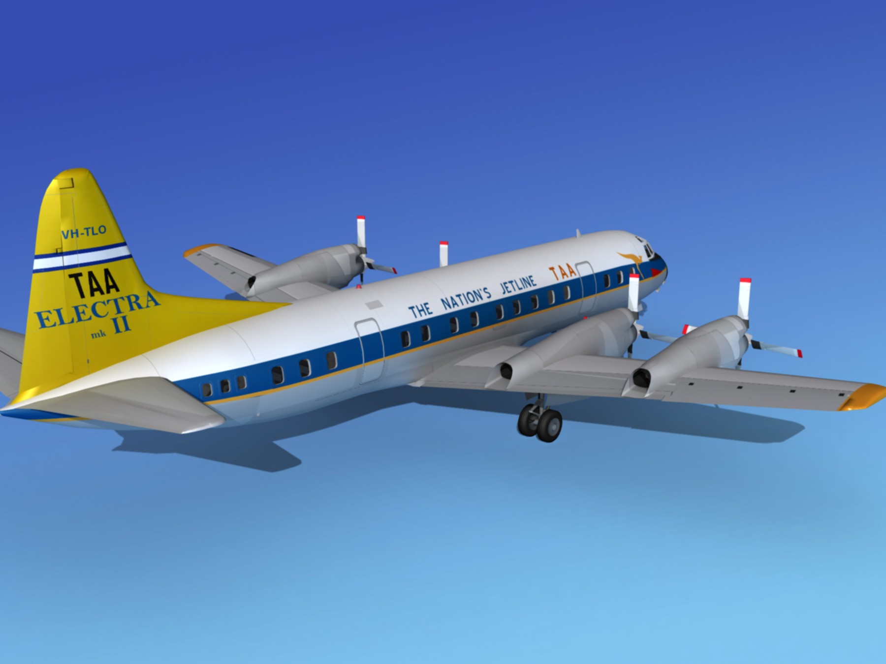 Lockheed L-188 Electra HP Trans-Australia 3D Model rigged MAX OBJ 3DS ...