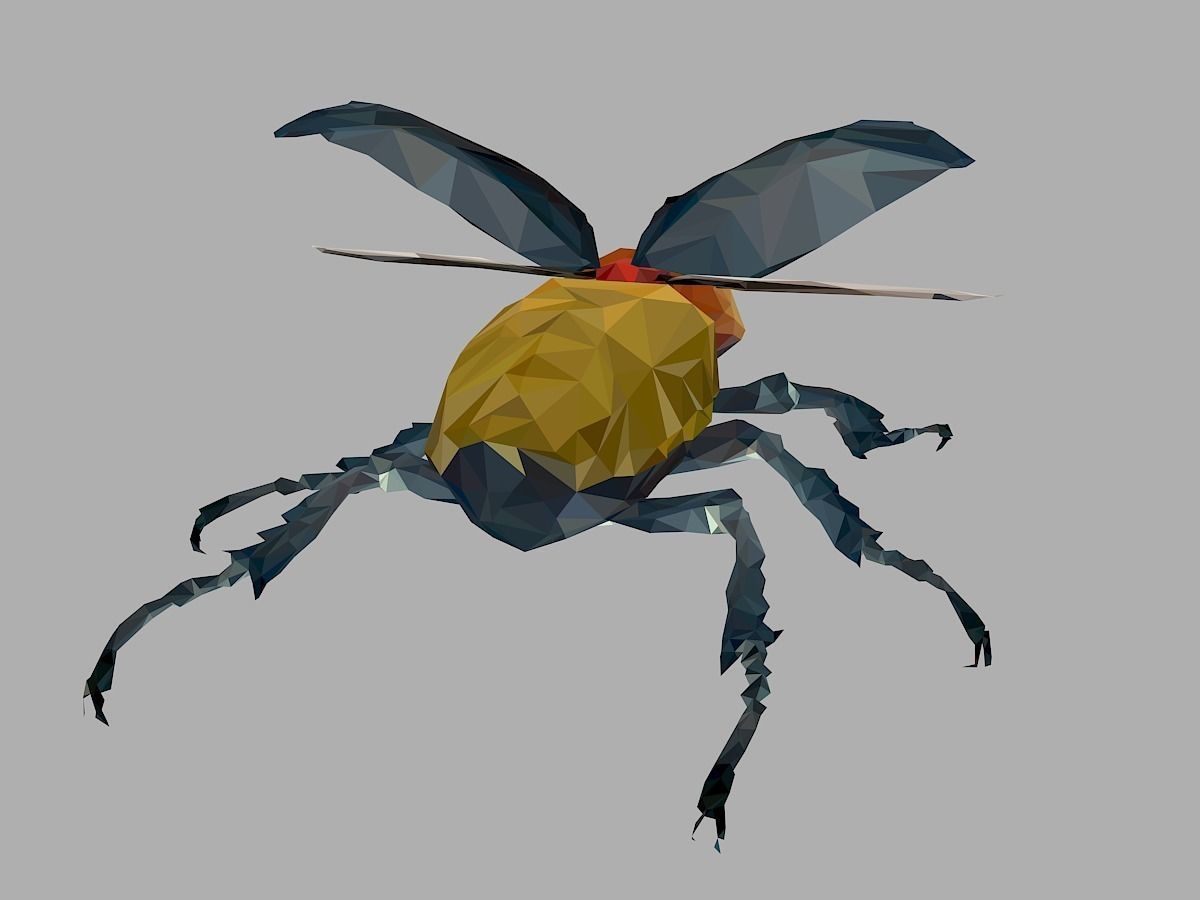 3D model Rhinoceros Beetle Low Polygon Art Insect VR / AR / low-poly ...