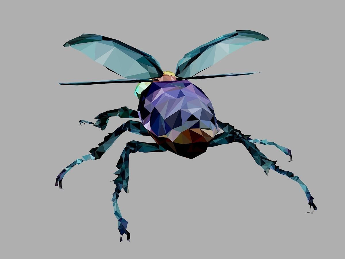 3D model Firefly Rhinoceros Beetle Low Polygon Art Insect VR / AR / low ...