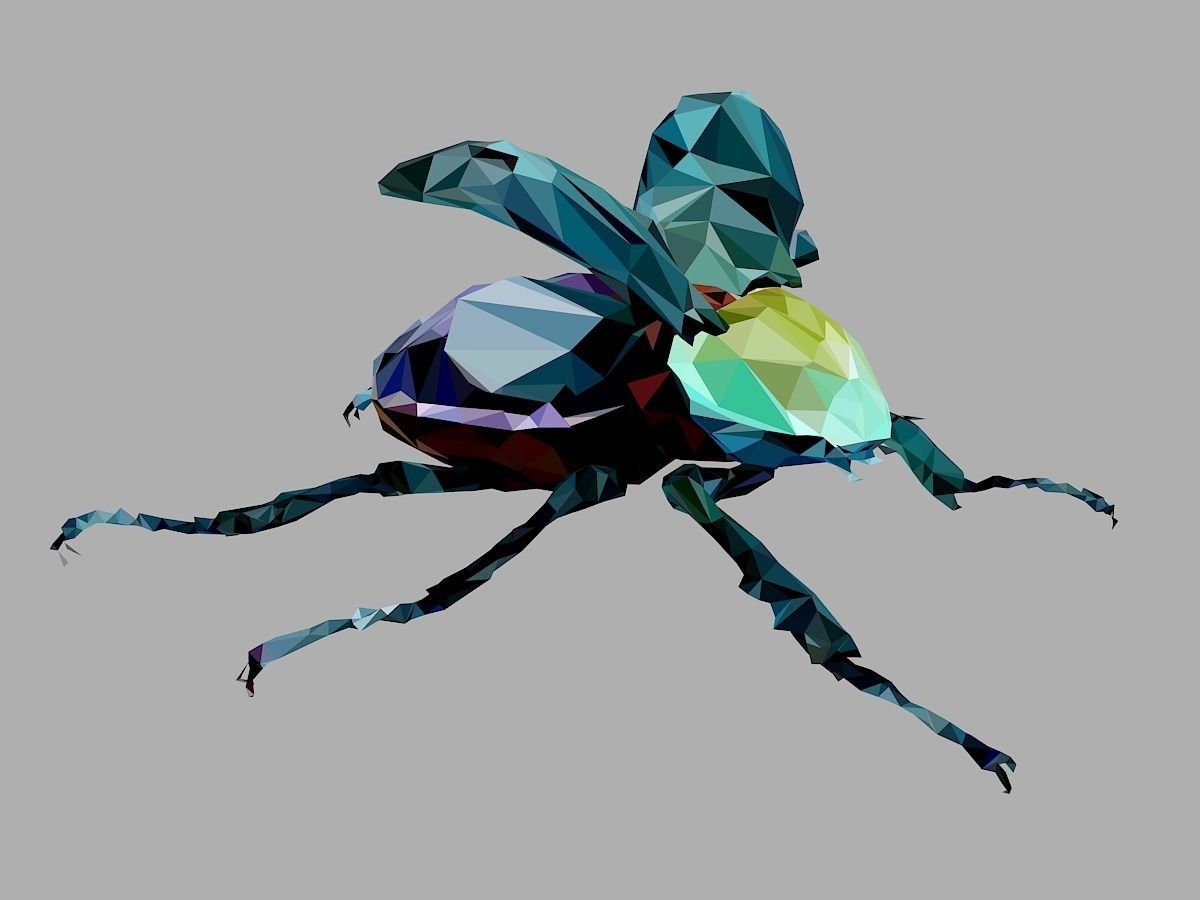 3D model Firefly Rhinoceros Beetle Low Polygon Art Insect VR / AR / low ...