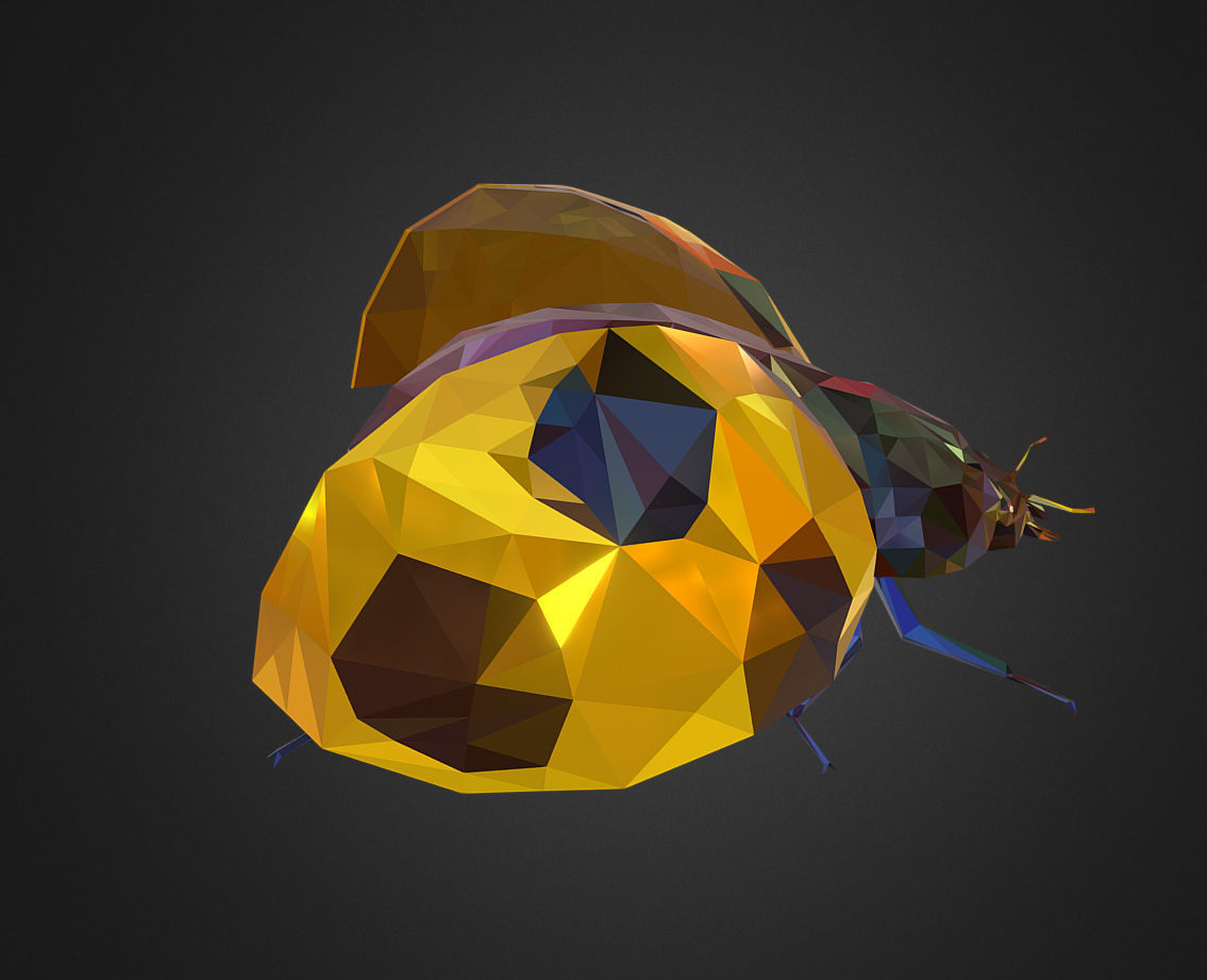 3D model Bug Ladybug Yellow Low Polygon Art Insect VR / AR / low-poly ...