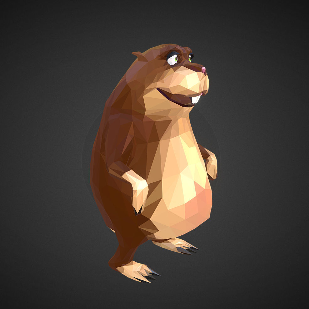 3D model Gopher Cartoon Low Polygon Art Farm Animal VR / AR / low-poly ...