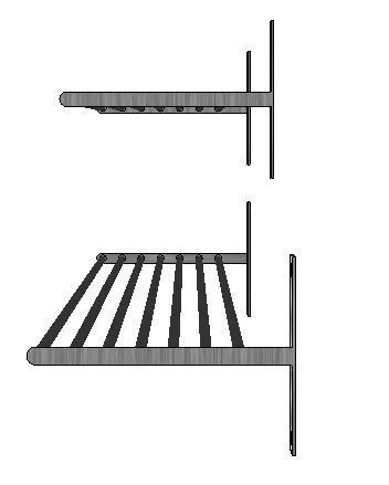 3D model 80cm and 120cm stainless steel rail shelf VR / AR / low-poly ...