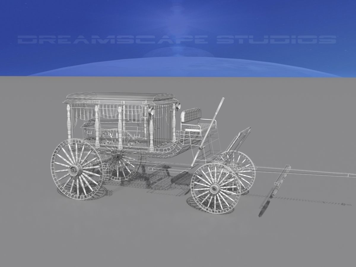 Horse Drawn Hearse 3D model rigged | CGTrader