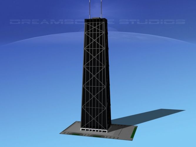 John Hancock Building or Center 3D Model rigged MAX OBJ 3DS LWO LW LWS ...