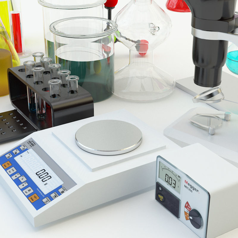 Lab equipment set 1 3D model | CGTrader