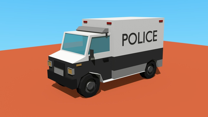 low poly police truck free VR / AR / low-poly 3D model | CGTrader