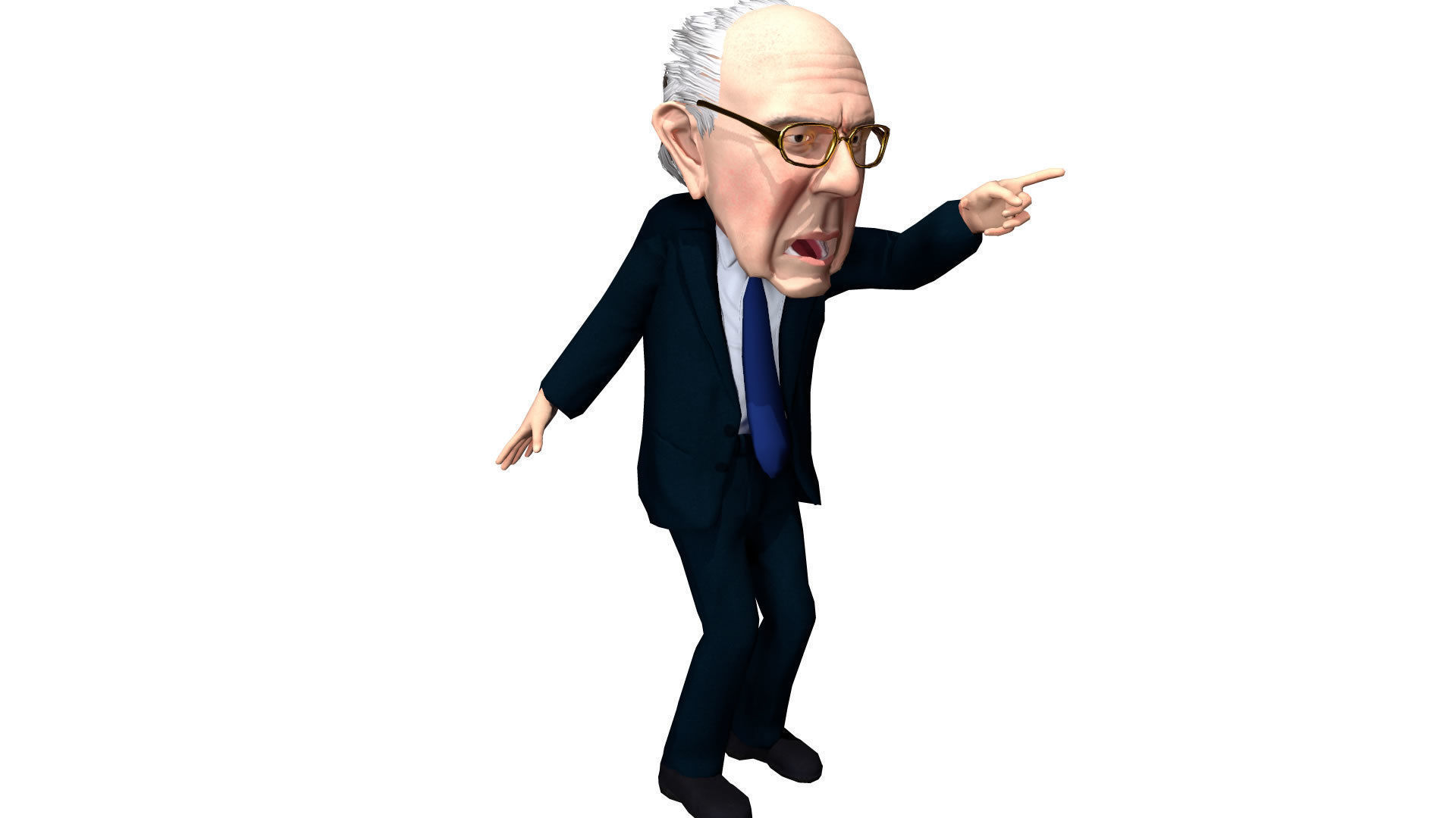 3D model Bernie Sanders Caricature VR / AR / low-poly rigged animated ...