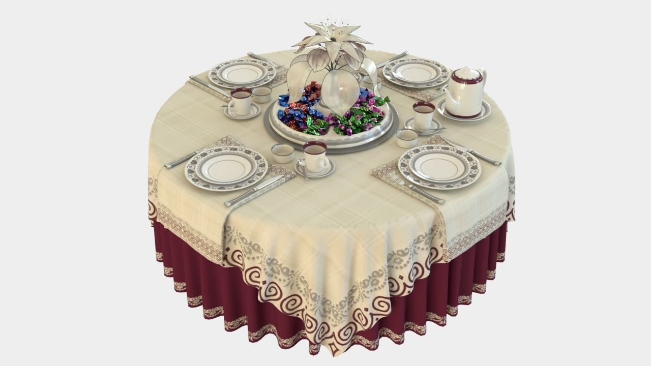 Tea table set free 3D model | CGTrader