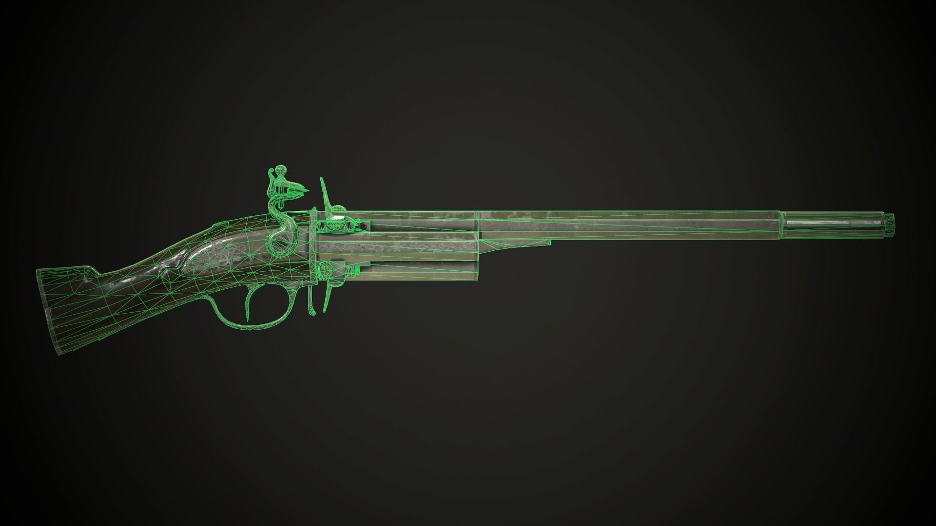 3D model Flintlock Modular Revolving Rifle - model and textures VR / AR ...