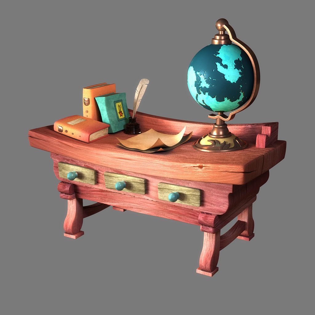Cartoon Desk 3D model | CGTrader