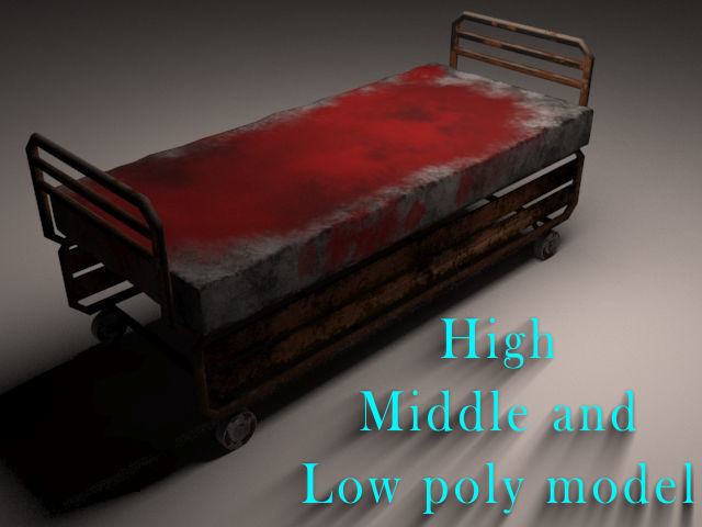 3D model Hospital bed horror - High Middle and low Poly VR / AR / low ...