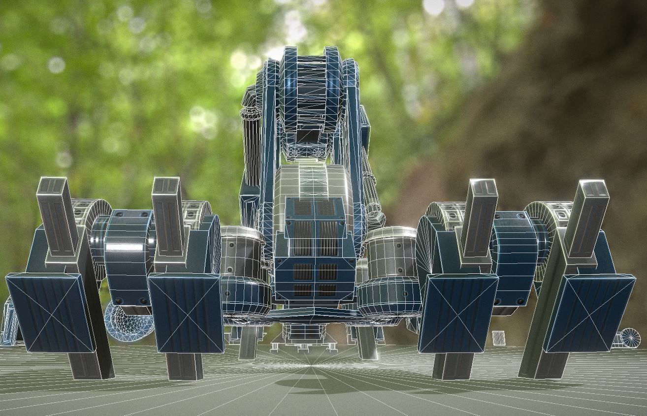 3D model The Walking Mech Neck Blue Version VR / AR / low-poly rigged ...