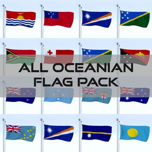 3D model All Oceanian Flag Pack VR / AR / low-poly animated | CGTrader