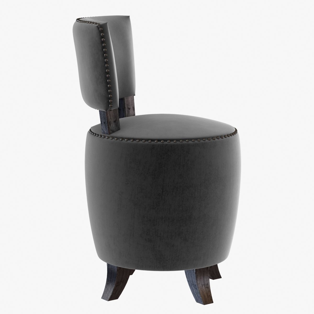 Small round velvet chair for bedroom 3D model | CGTrader