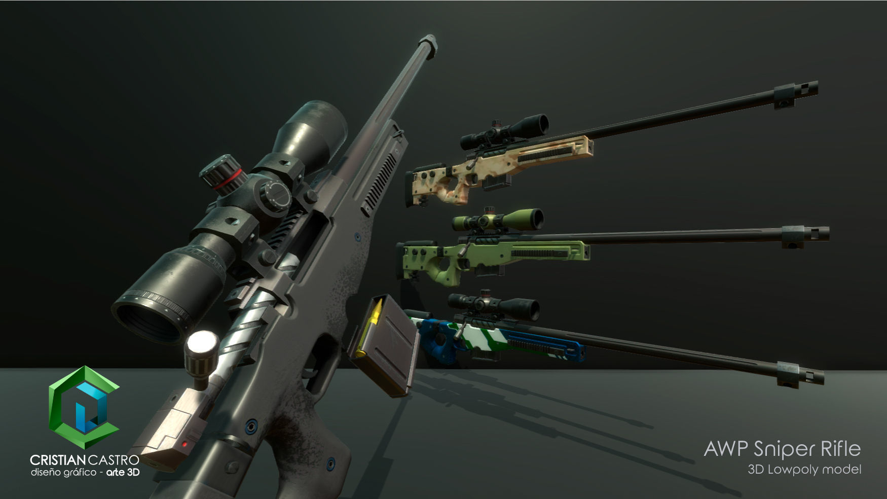 3D model AWP Sniper Rifle VR / AR / low-poly | CGTrader
