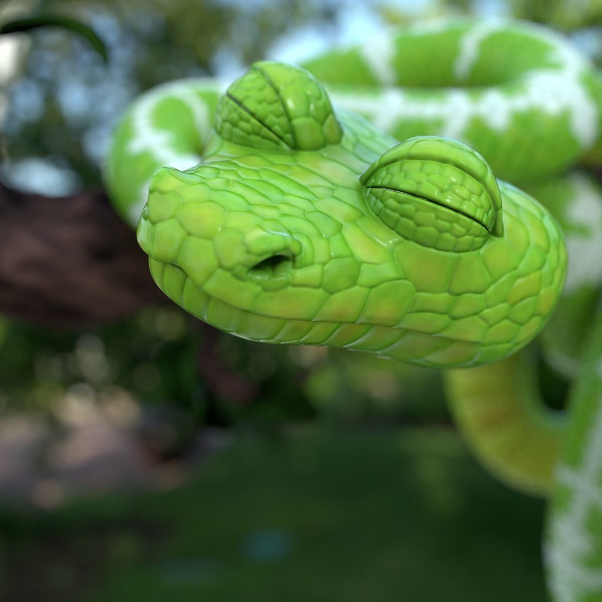 Cartoon snake 3D model | CGTrader