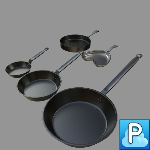 Pans Collection frying free 3D model | CGTrader
